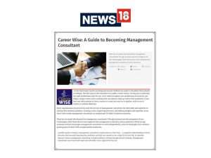 Career Wise: A Guide to Becoming Management Consultant - TSCFM